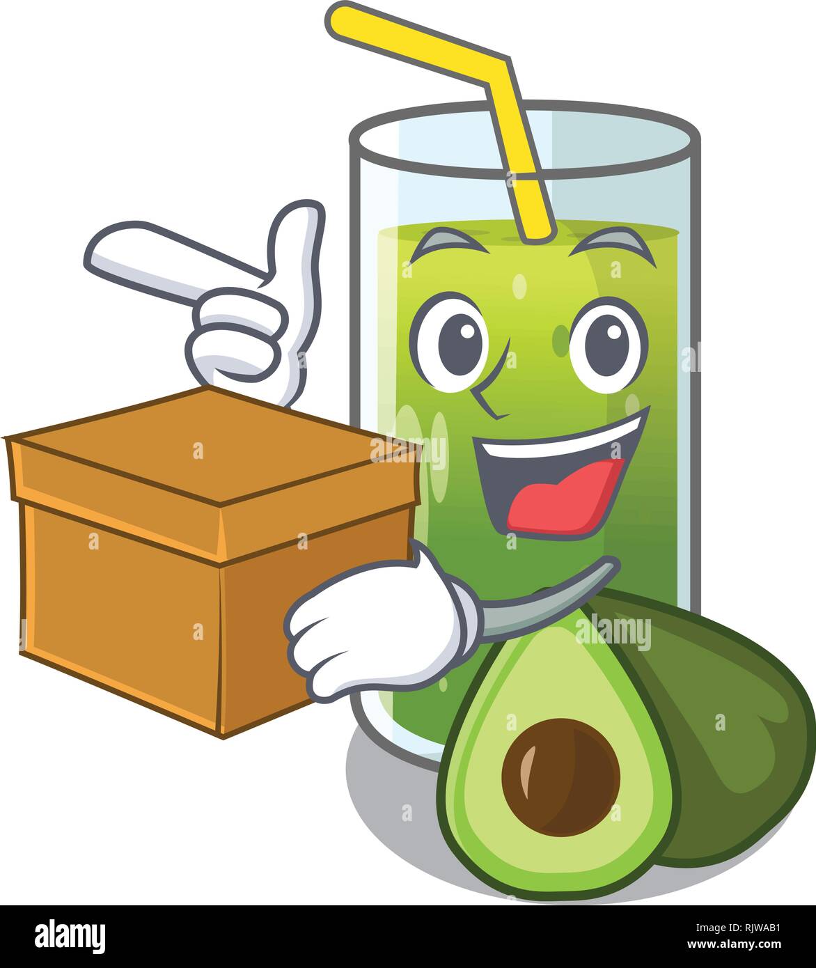 With box avocado smoothie on wooden cartoon table Stock Vector Image ...