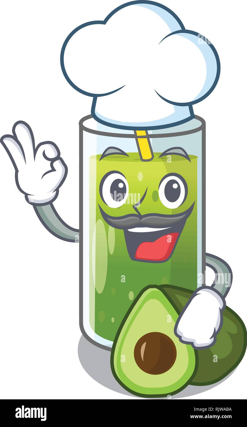Chef avocado smoothie on wooden cartoon table Stock Vector Image & Art ...