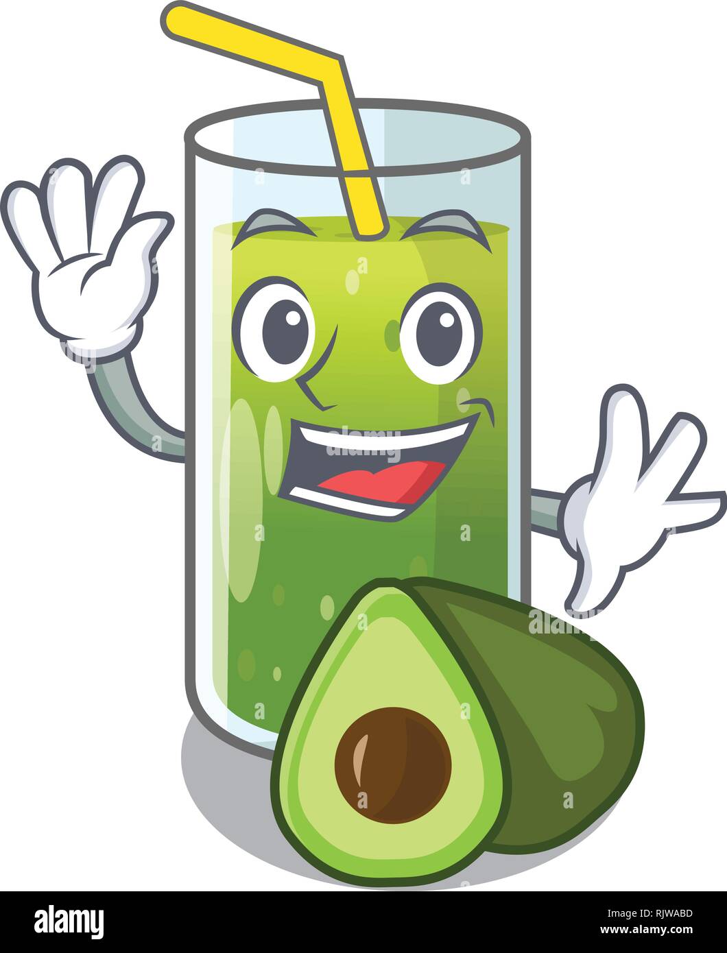 Waving avocado smoothie on wooden cartoon table Stock Vector Image ...