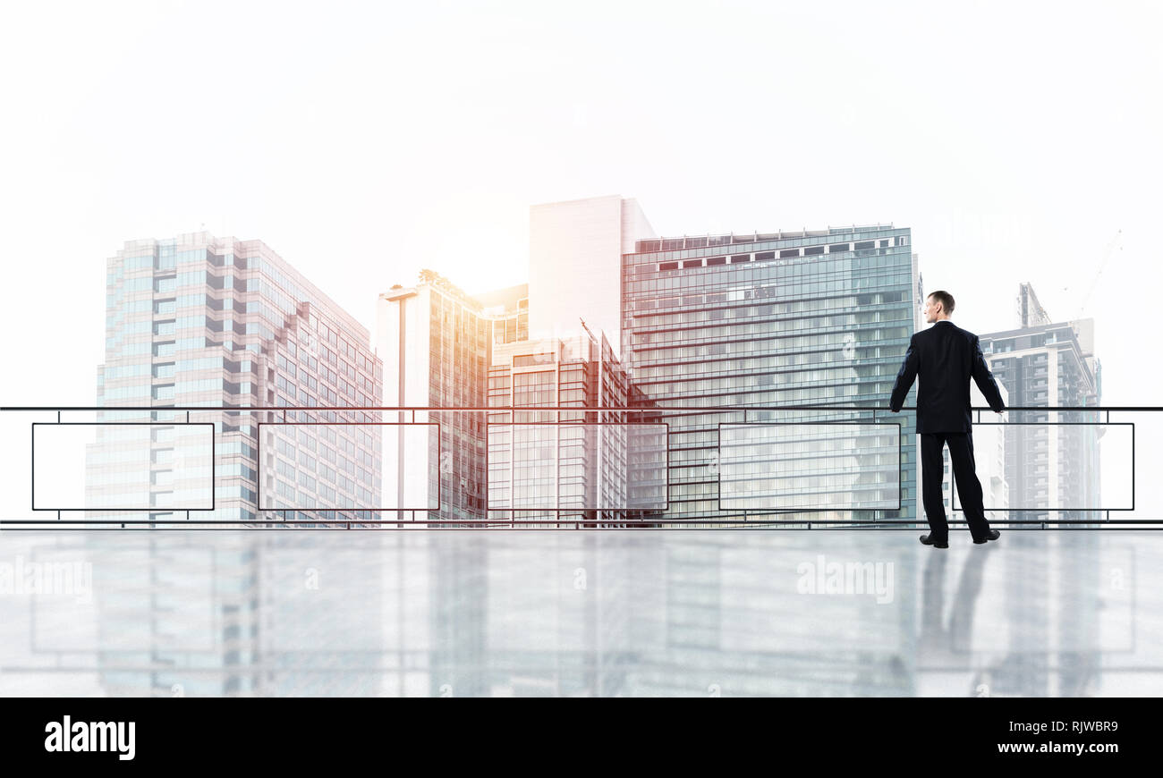 Rear view businessman look sunrise hi-res stock photography and images ...