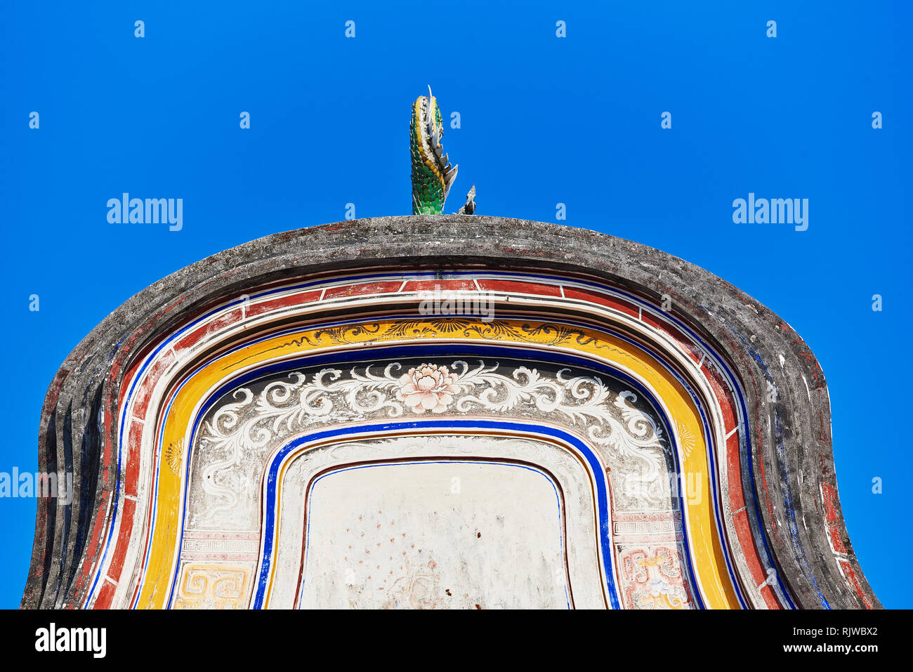 detail in piece of the ridge of a roof of the Chinese temple Yap Kongsi ...