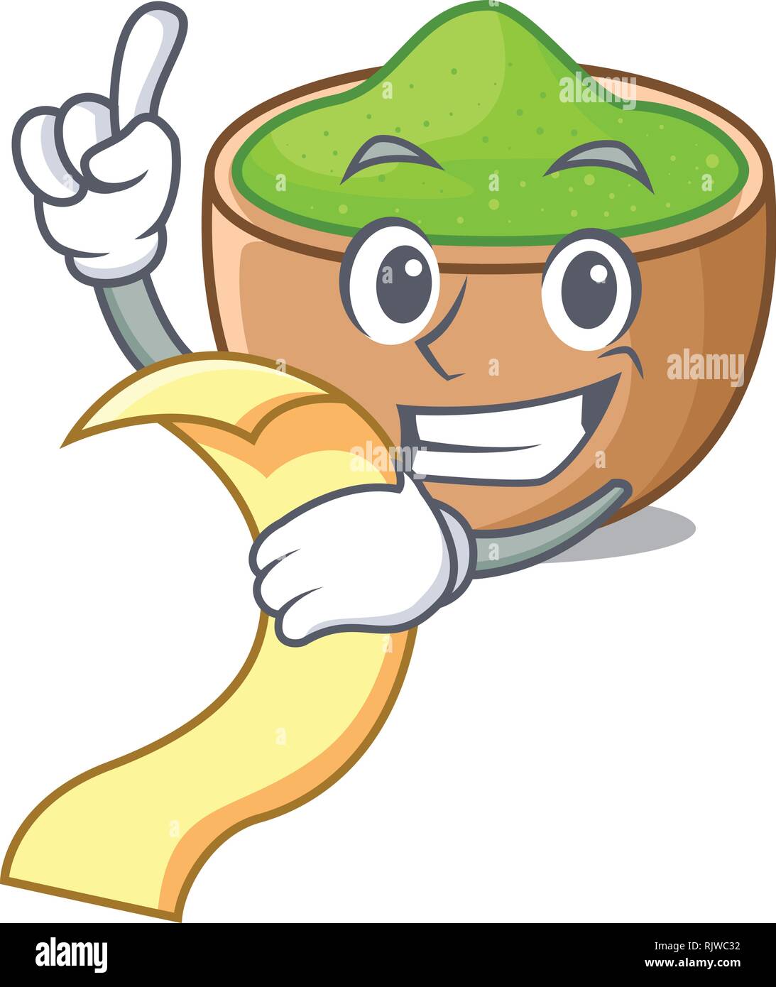 With menu matcha powder above glass cartoon table Stock Vector Image ...