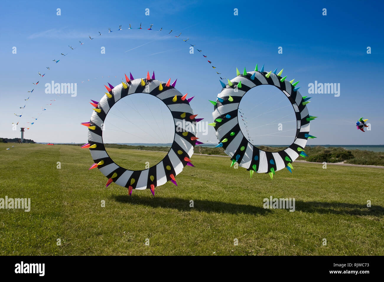 Huge colourful kite in the sky,schoenberg beach,Germany,Europe Stock ...
