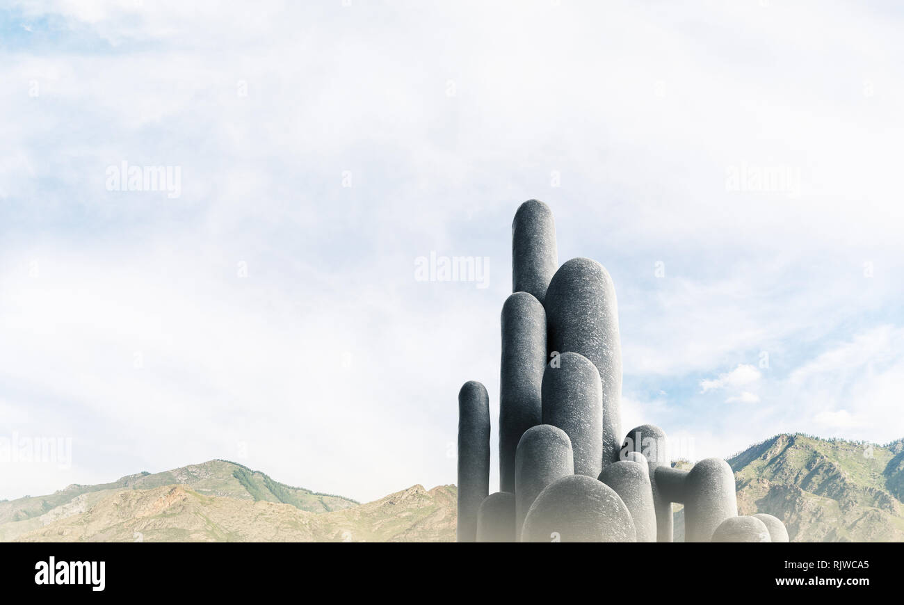 Multiple stone columns with breathtaking landscape Stock Photo - Alamy