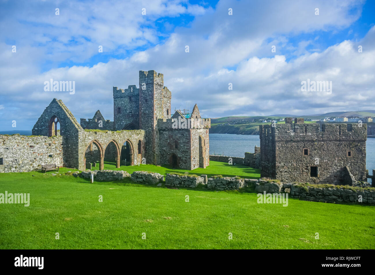The remains of Peel Castle on St Patrick's Isle constructed by Vikings ...