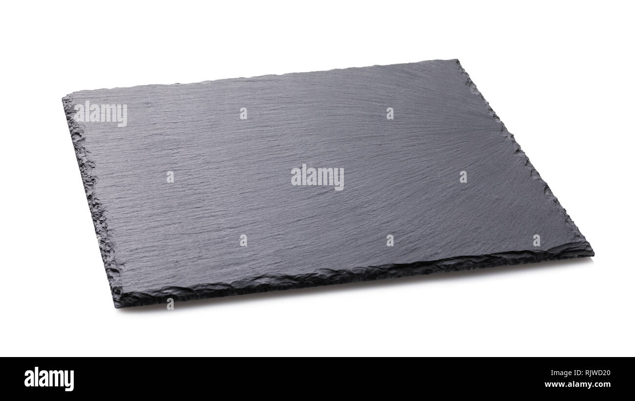 Black food slate stand isolated on white background Stock Photo - Alamy