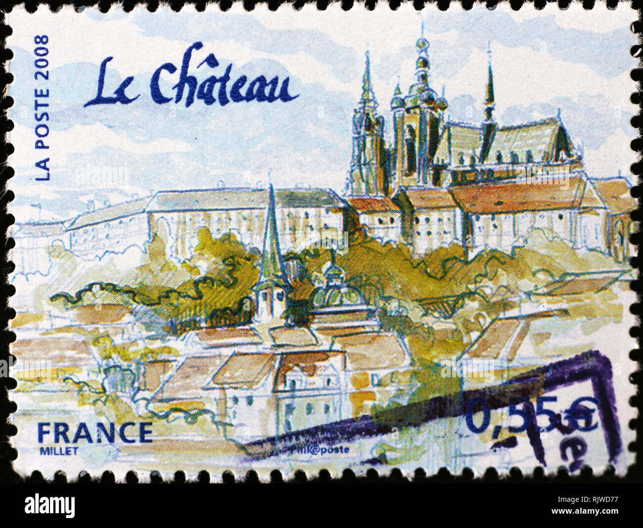 Castle of Prague on postage stamp Stock Photo - Alamy