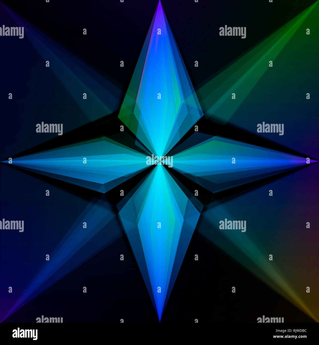 Glowing Four Point Star On Graduated Background Stock Photo - Alamy