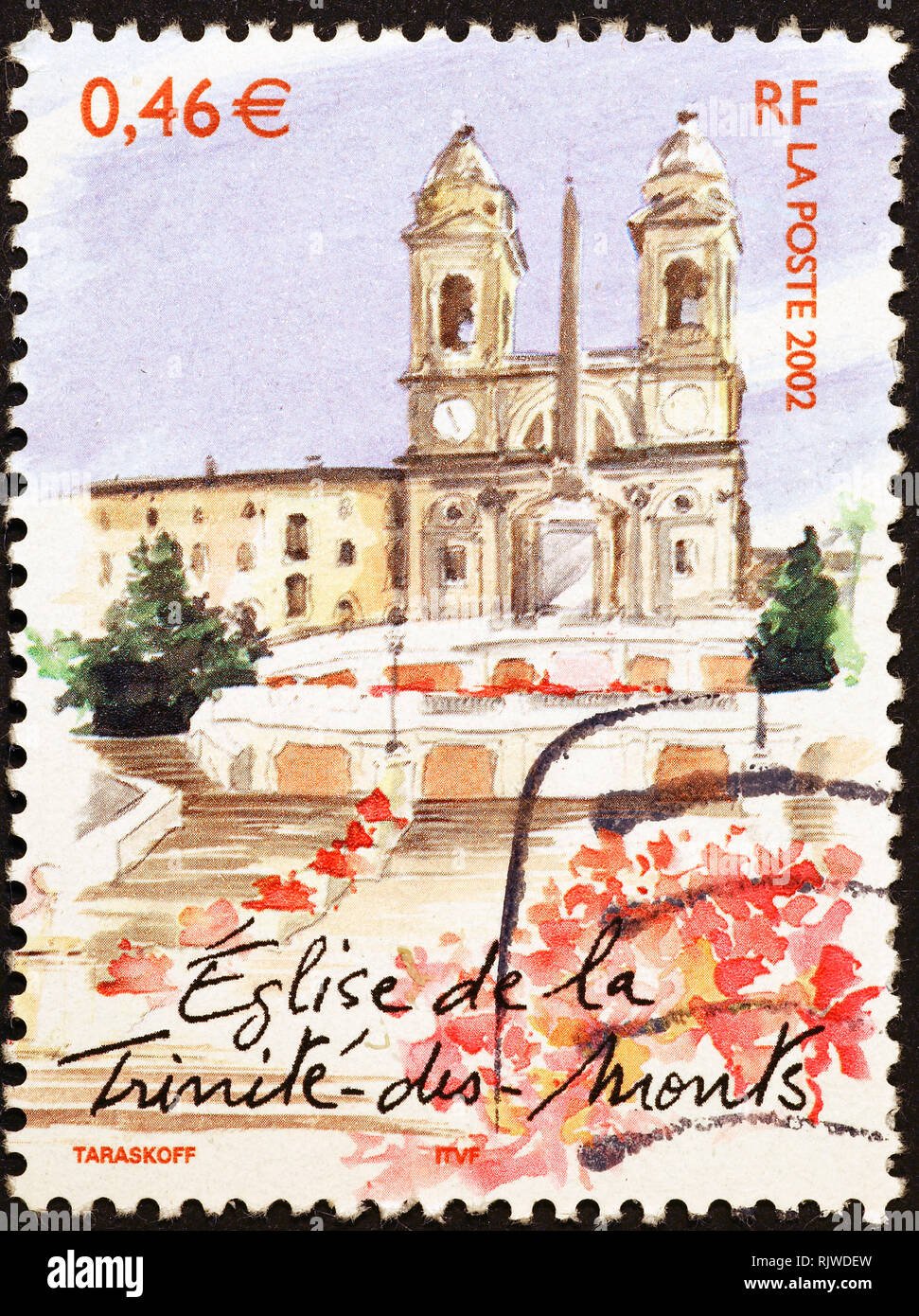 Famous Piazza di Spagna in Rome on postage stamp Stock Photo - Alamy