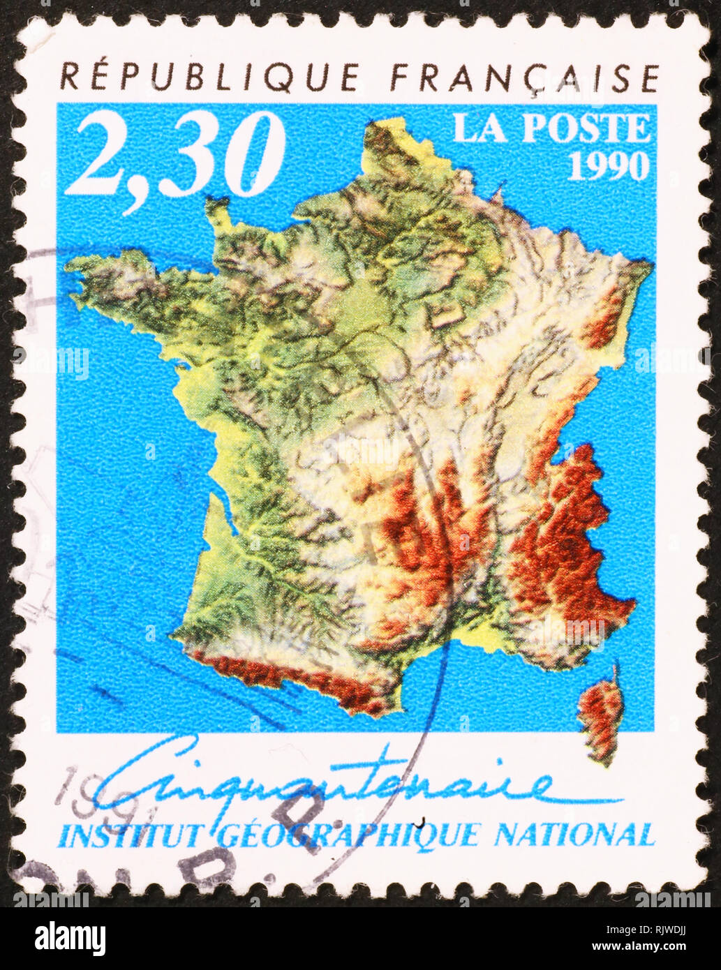 Map of France on postage stamp Stock Photo - Alamy