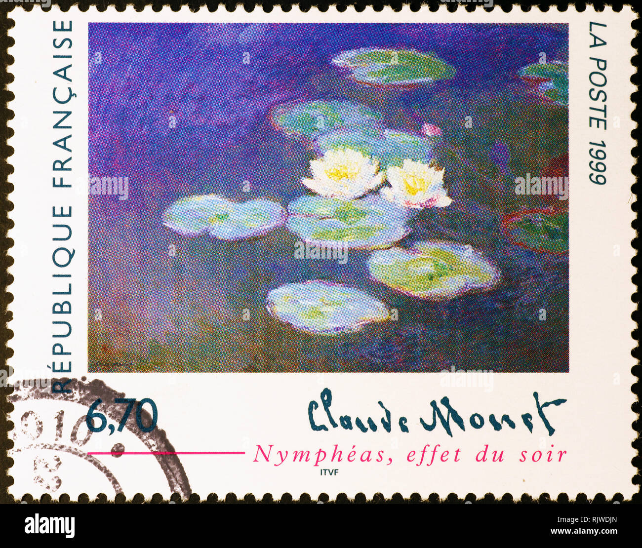 Masterpiece by Monet on french postage stamp Stock Photo - Alamy