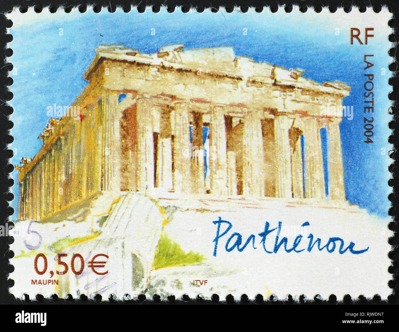 Parthenon of Athens on postage stamp Stock Photo - Alamy