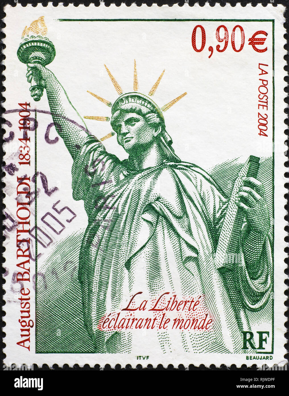 Statue of Liberty on french postage stamp Stock Photo - Alamy