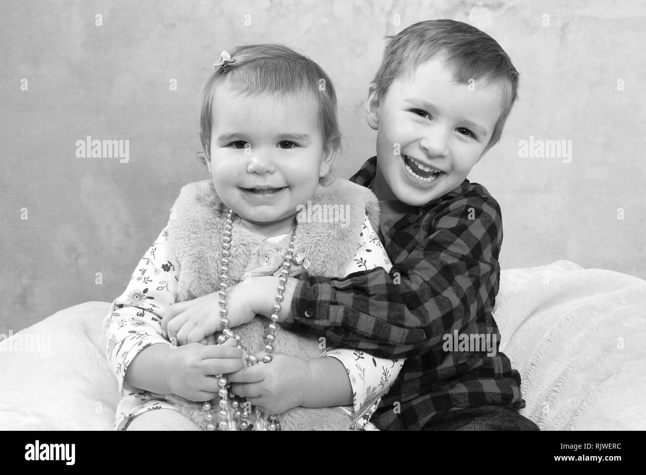 Brother Sister Black and White Stock Photos & Images - Alamy