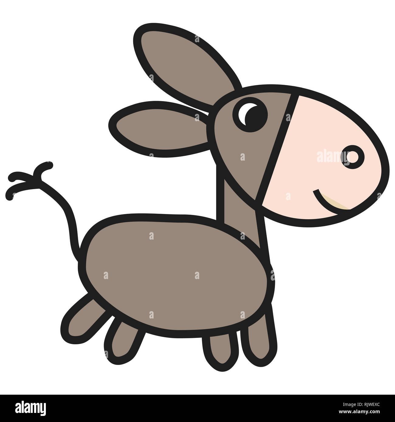 Donkey in cartoon style. On white background, illustration Stock Photo ...