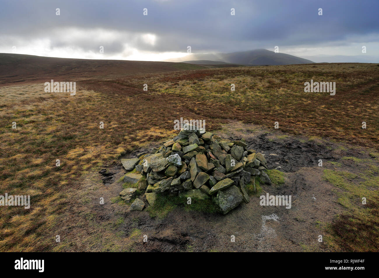 The Summit cairn on Great Sca fell, Uldale Fells, Lake District ...
