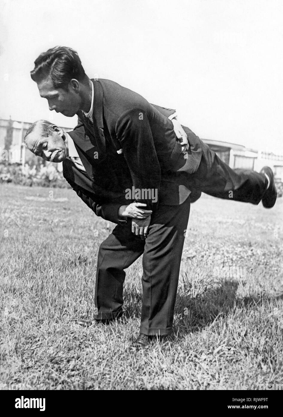 Two acrobats training, 1920s, Germany Stock Photo - Alamy