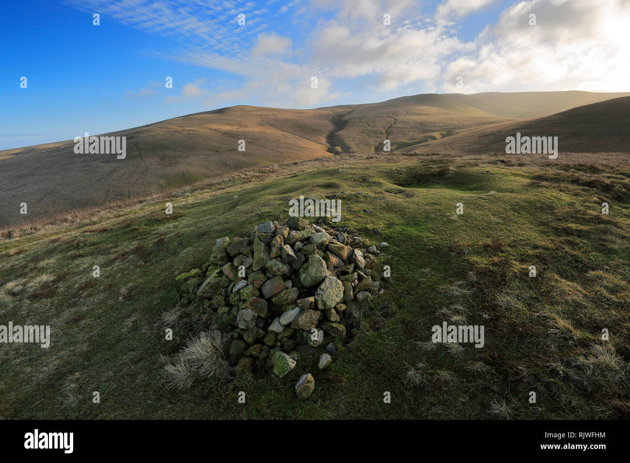 The Summit cairn on Longlands fell, Lake District National Park ...