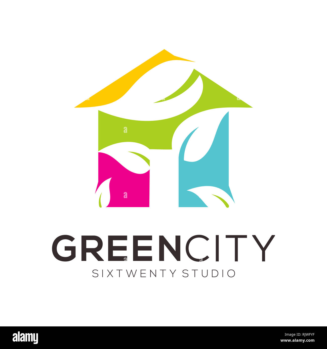 Green & Color full Real Estate Template Logo & Icon Stock Photo - Alamy