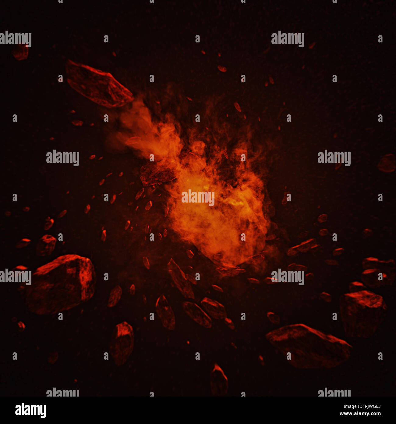 Fire comet in space with meteor storm. Powerful star moving. Concept ...