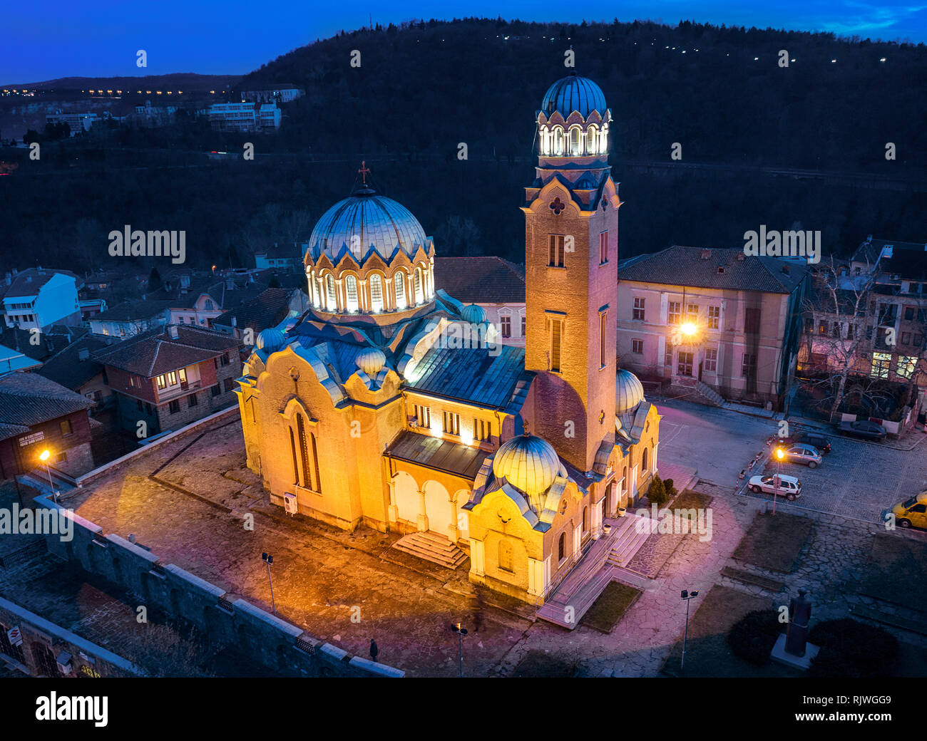 Night view of the Patriarchal orthodox Cathedral of the Holy Ascension ...