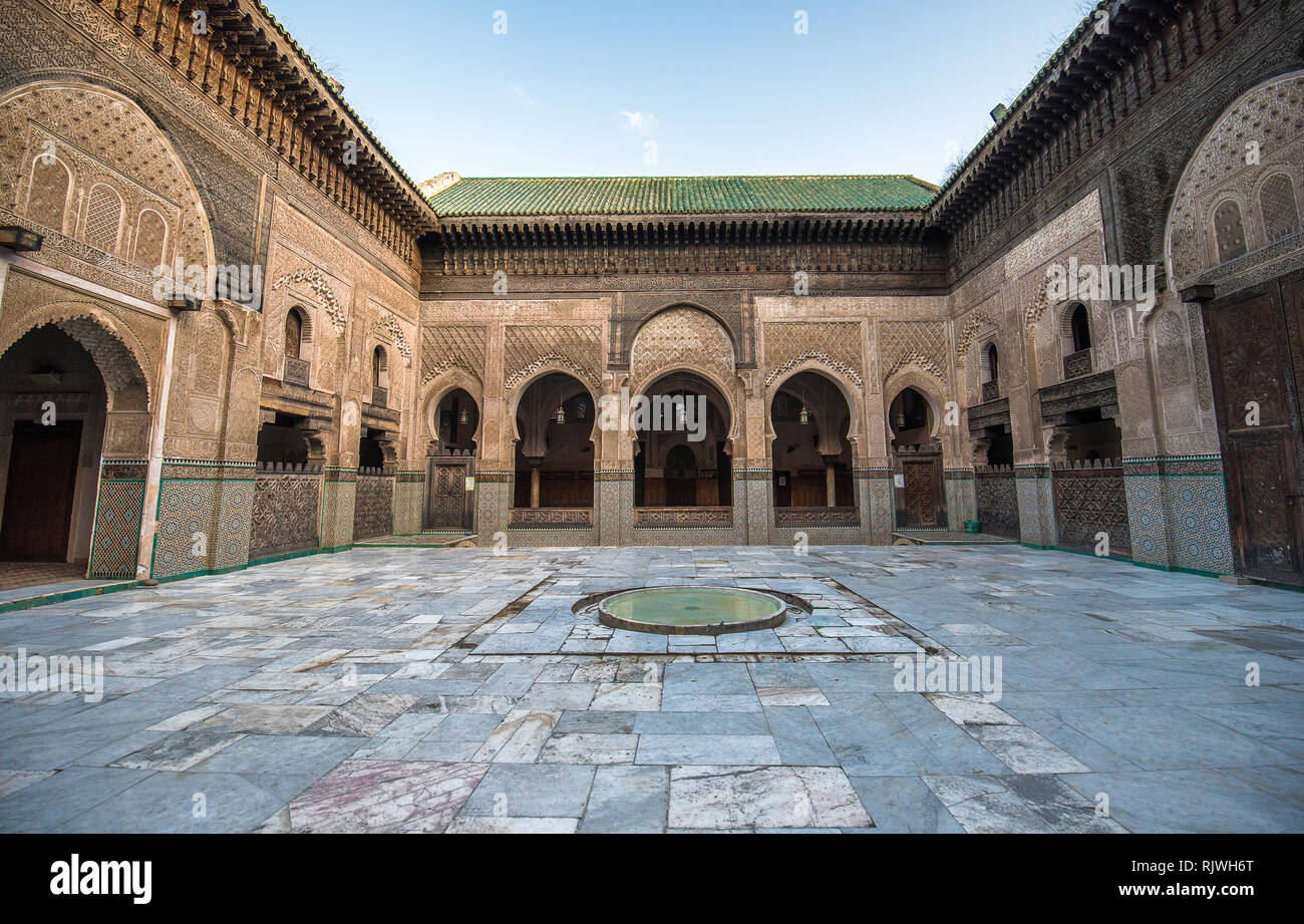 Inside interior of The Madrasa Bou Inania ( Medersa el Bouanania ) is ...
