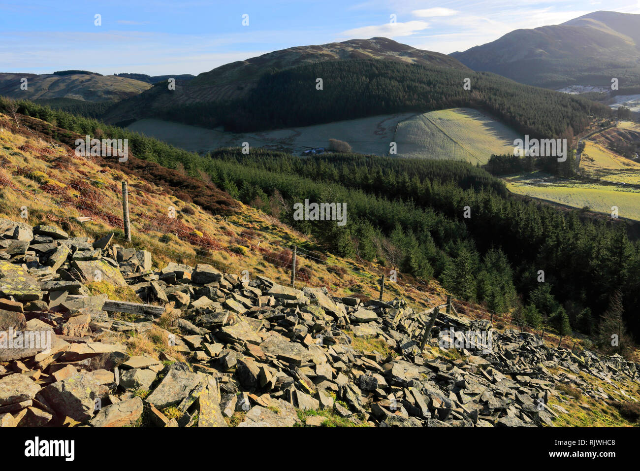 Winter view over Whinlatter Fell, Allerdale, Lake District National ...