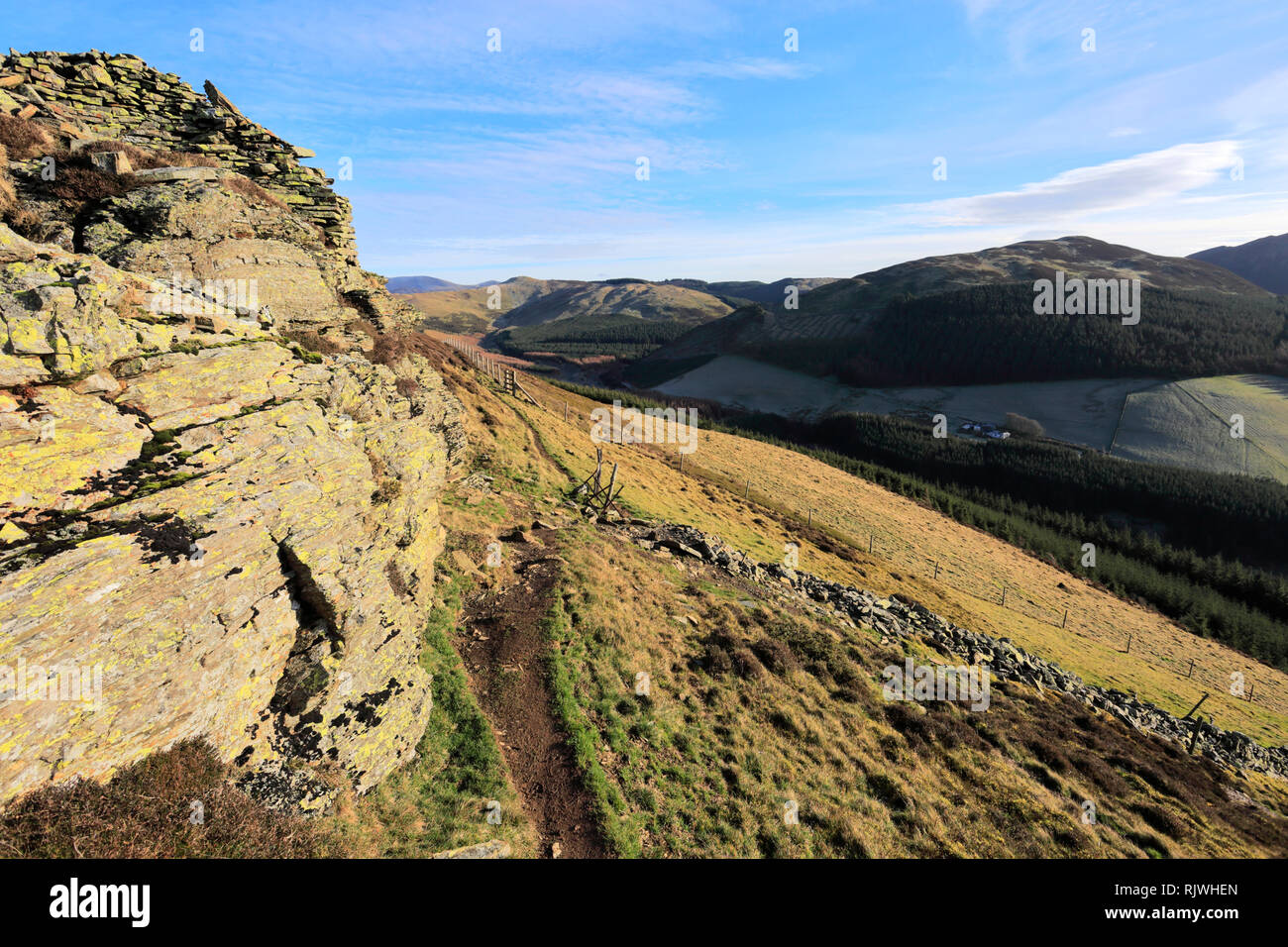 Winter view over Whinlatter Fell, Allerdale, Lake District National ...