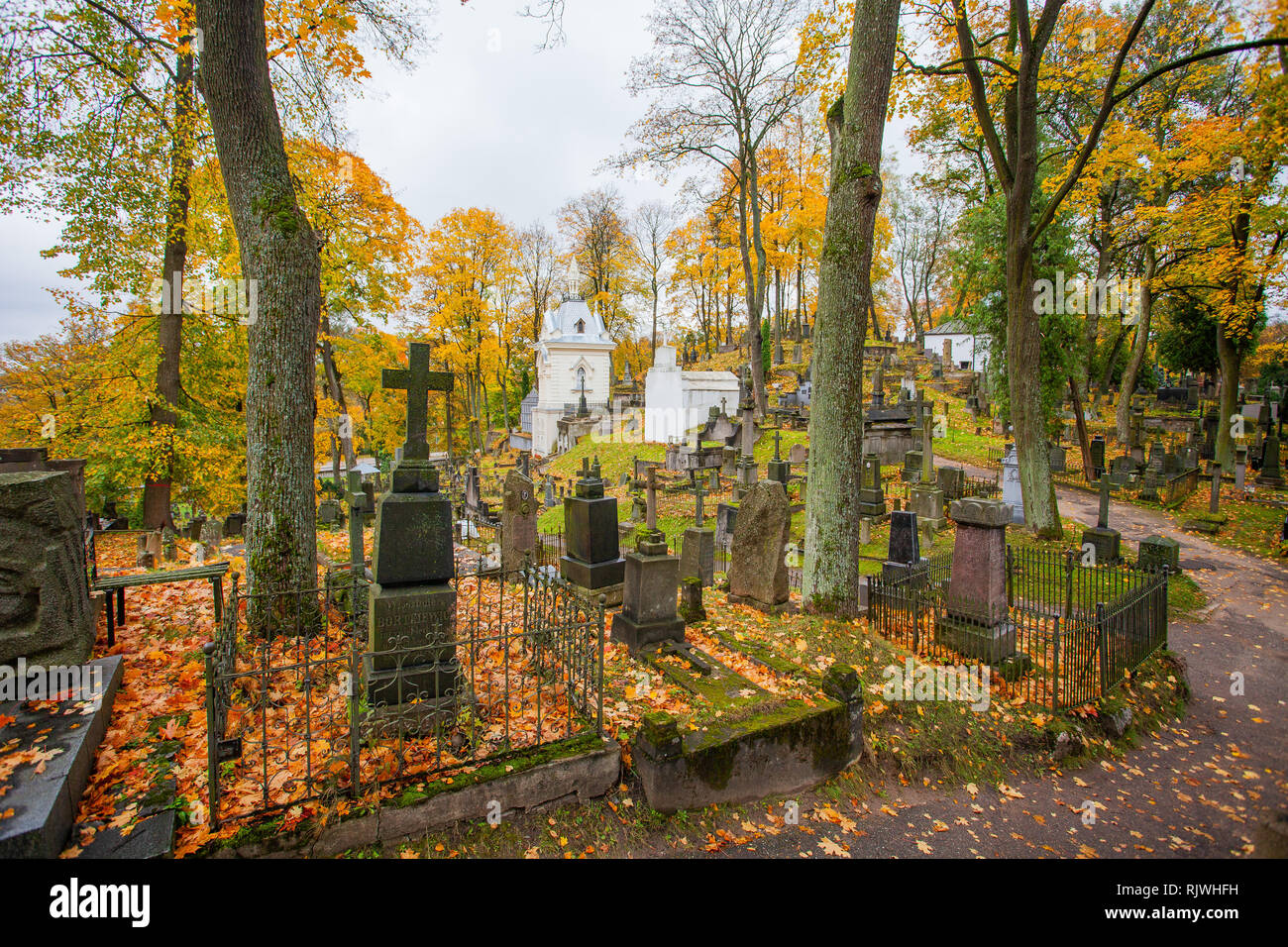 VILNIUS / LITHUANIA - OCTOBER 09, 2012: Rasos Cemetery, the oldest and ...