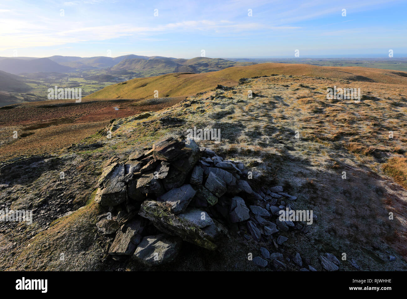 The summit Cairn of Graystones Fell, Lorton fells, Lake District ...