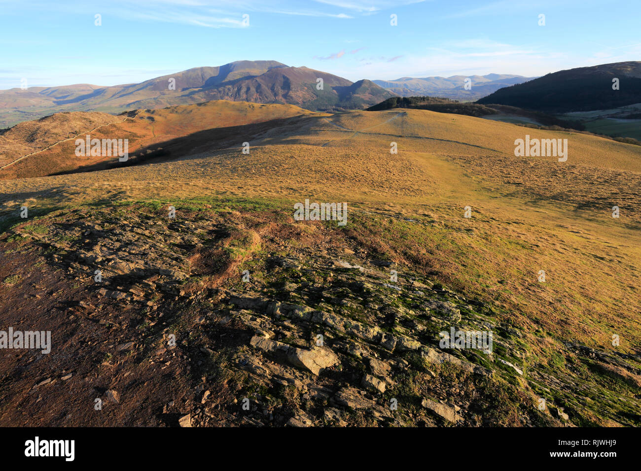 The summit Cairn of Sale Fell, Wythop Moss, Lake District National Park ...