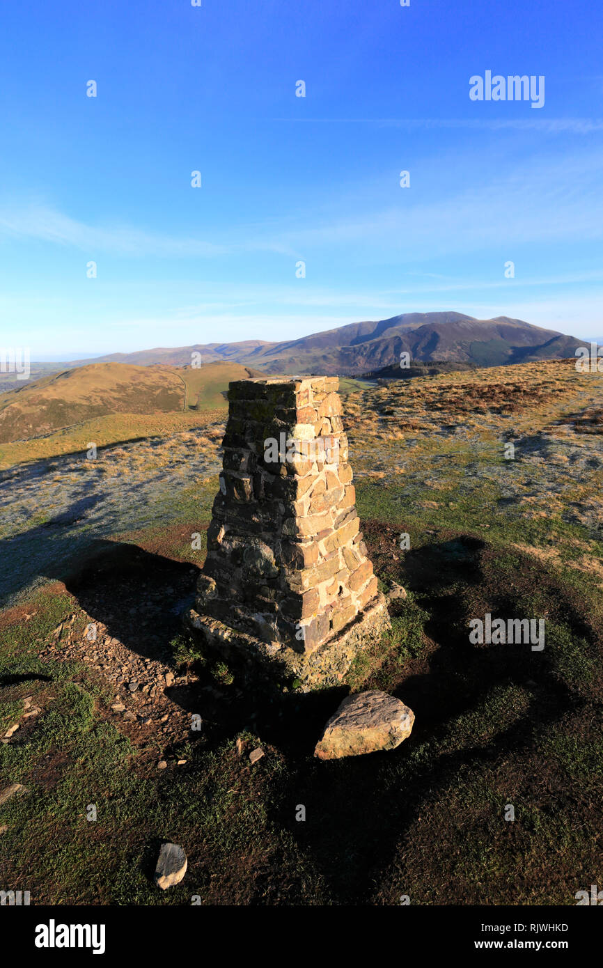 The OS Trig Point at the summit Cairn of Ling Fell, Wythop Moss, Lake ...
