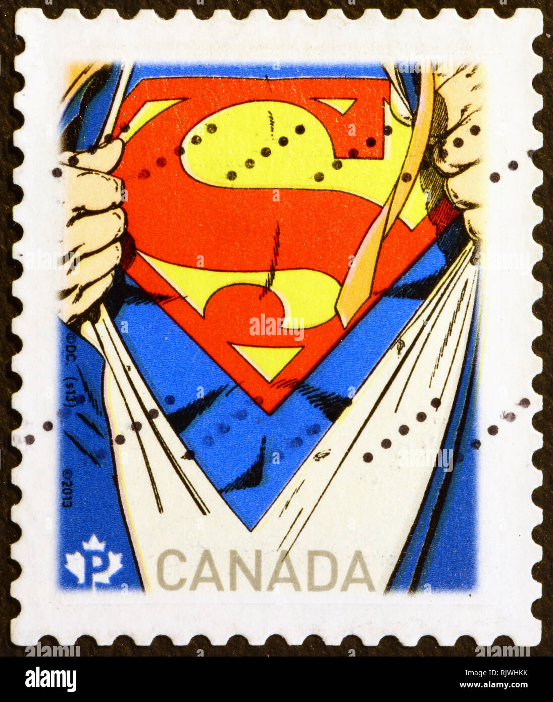 Detail of Superman on canadian postage stamp Stock Photo - Alamy