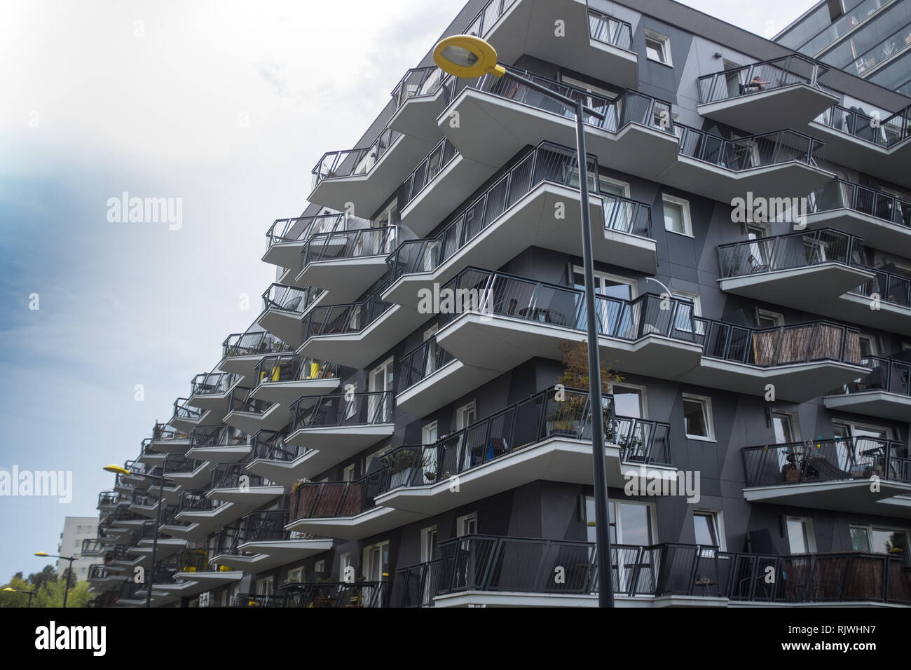 modern apartment block with balcony's Stock Photo - Alamy