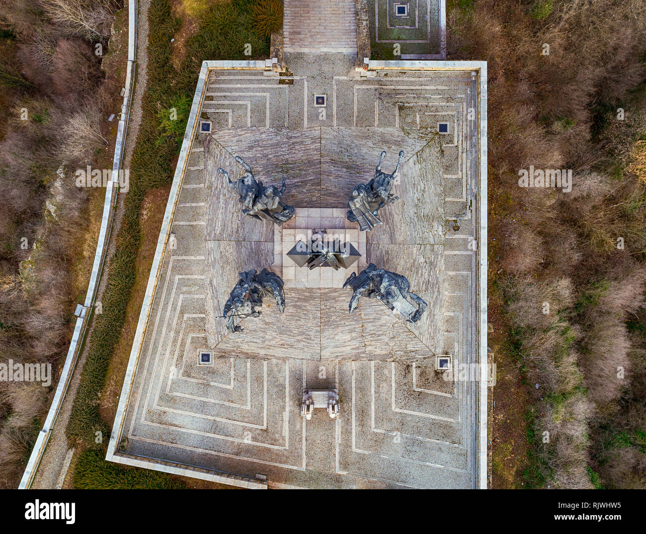 Aerial view of the Monument of the Assenevtci Kings in Veliko Tarnovo ...