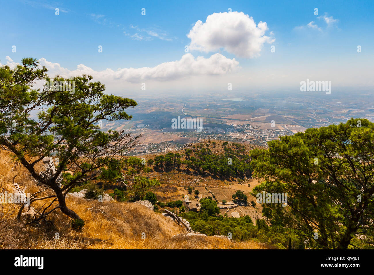 Panoramic view taken from historic town Erice located at the top of ...