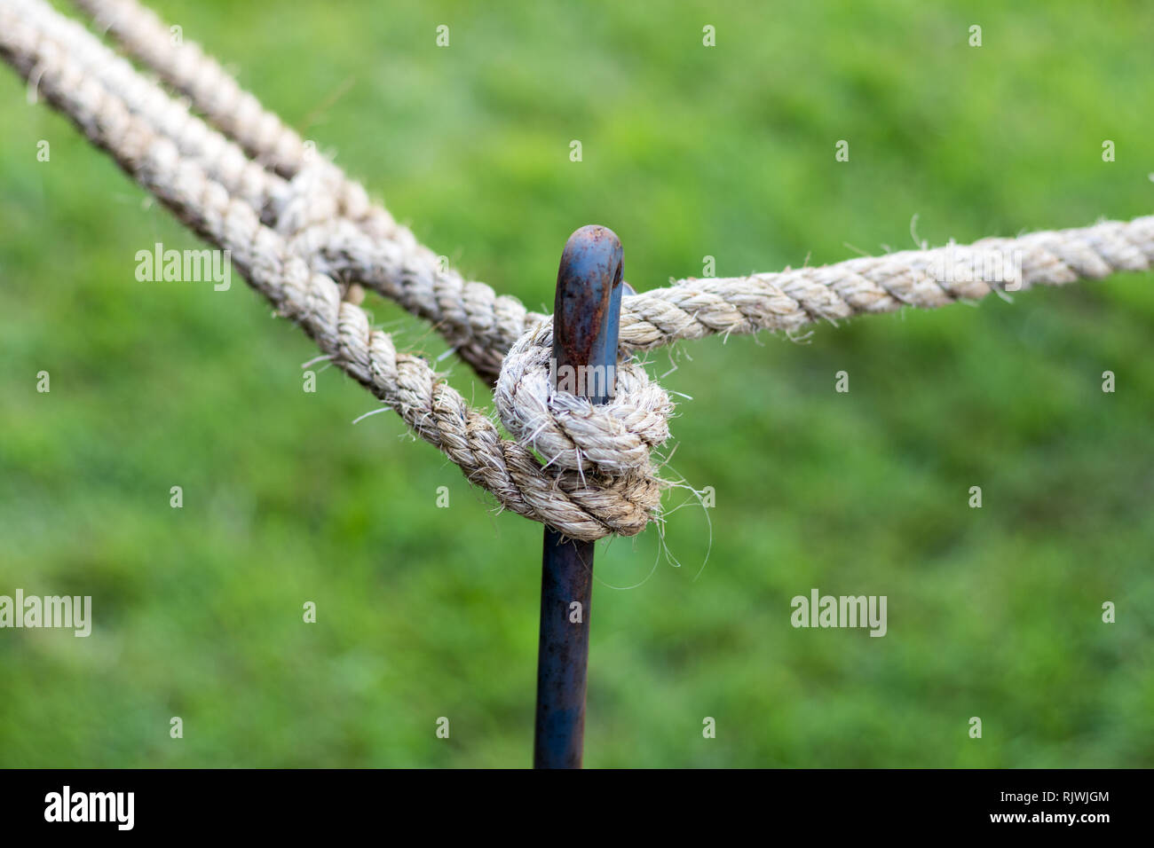Rope on stake Stock Photo - Alamy