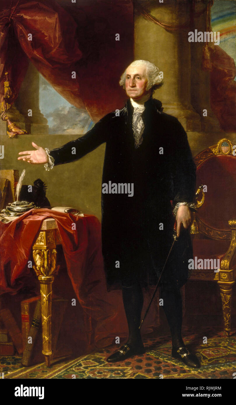George Washington (The Lansdowne Portrait), Gilbert Stuart,1796 Stock ...