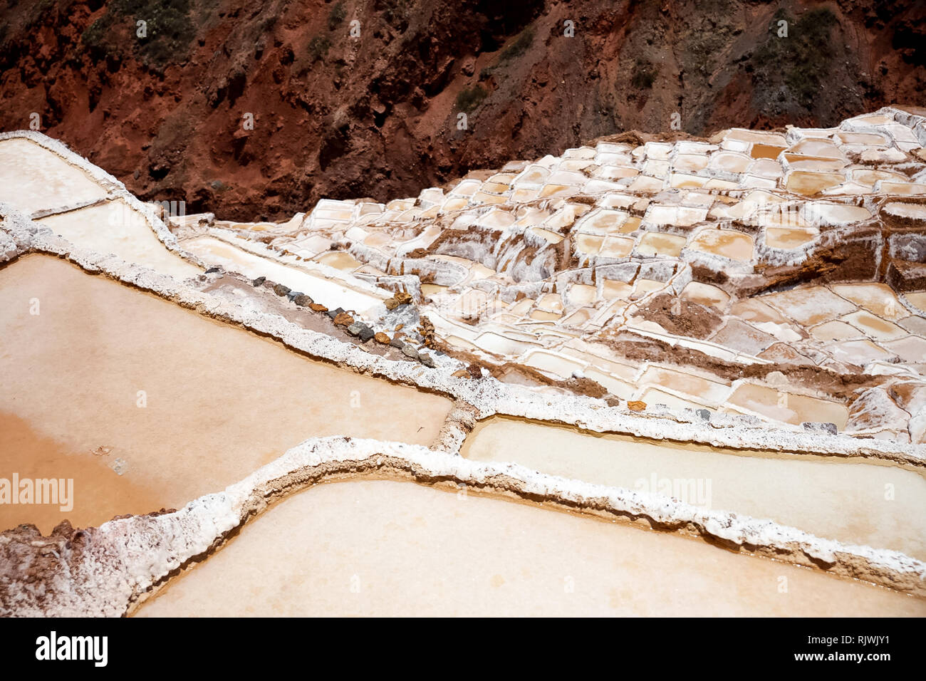 The salt evaporation pond at Maras (Salinas de Maras) near Cusco, Peru ...