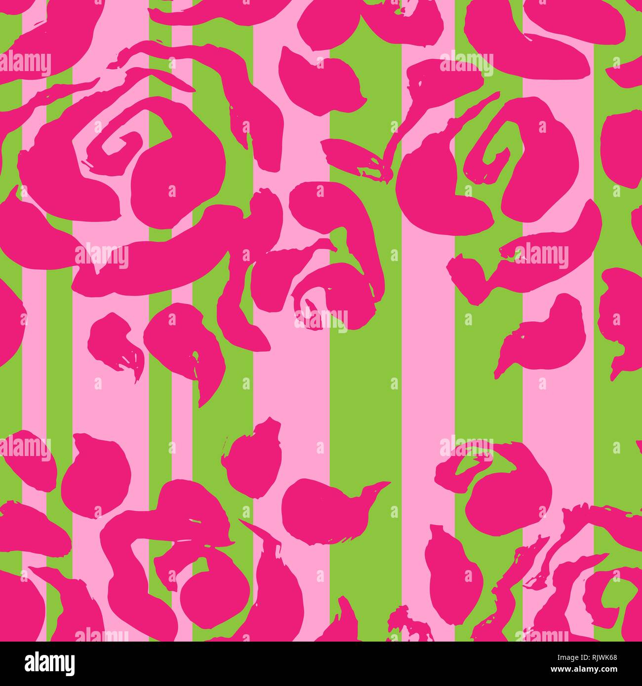 Abstract grunge ink seamless flower background. Roses pink brush ...