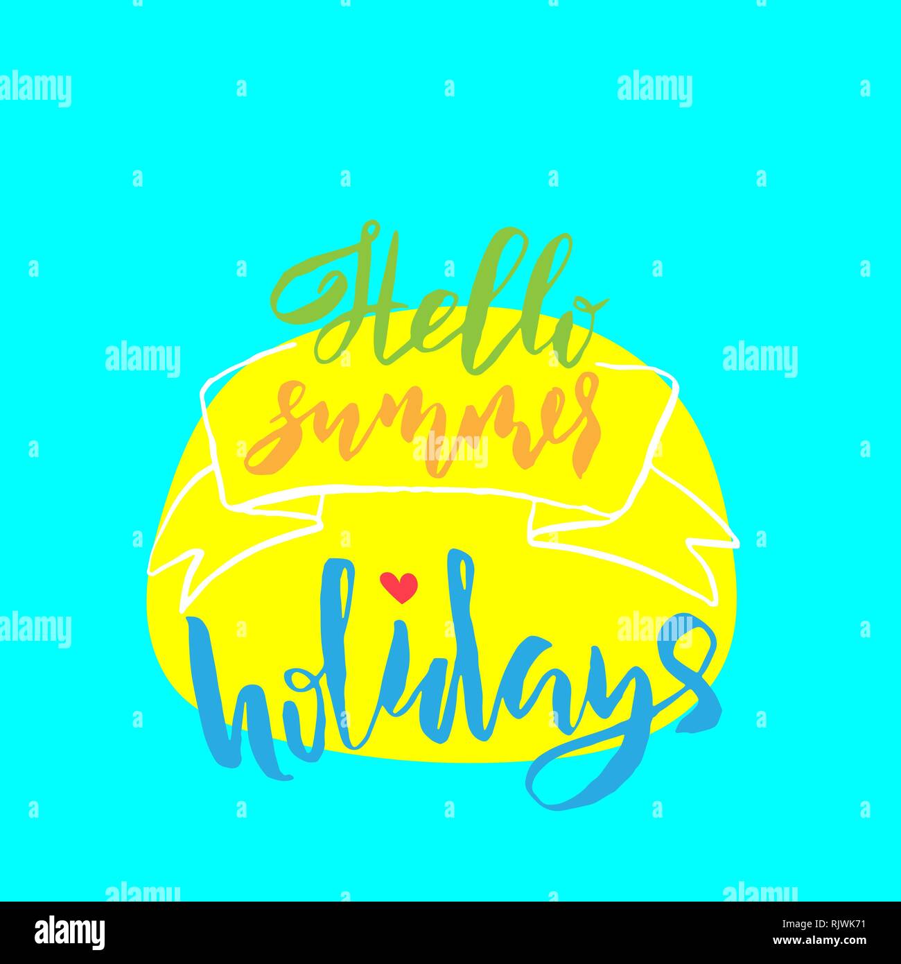 Hello Summer Holidays. Hand drawn modern brush lettering. Calligraphy ...