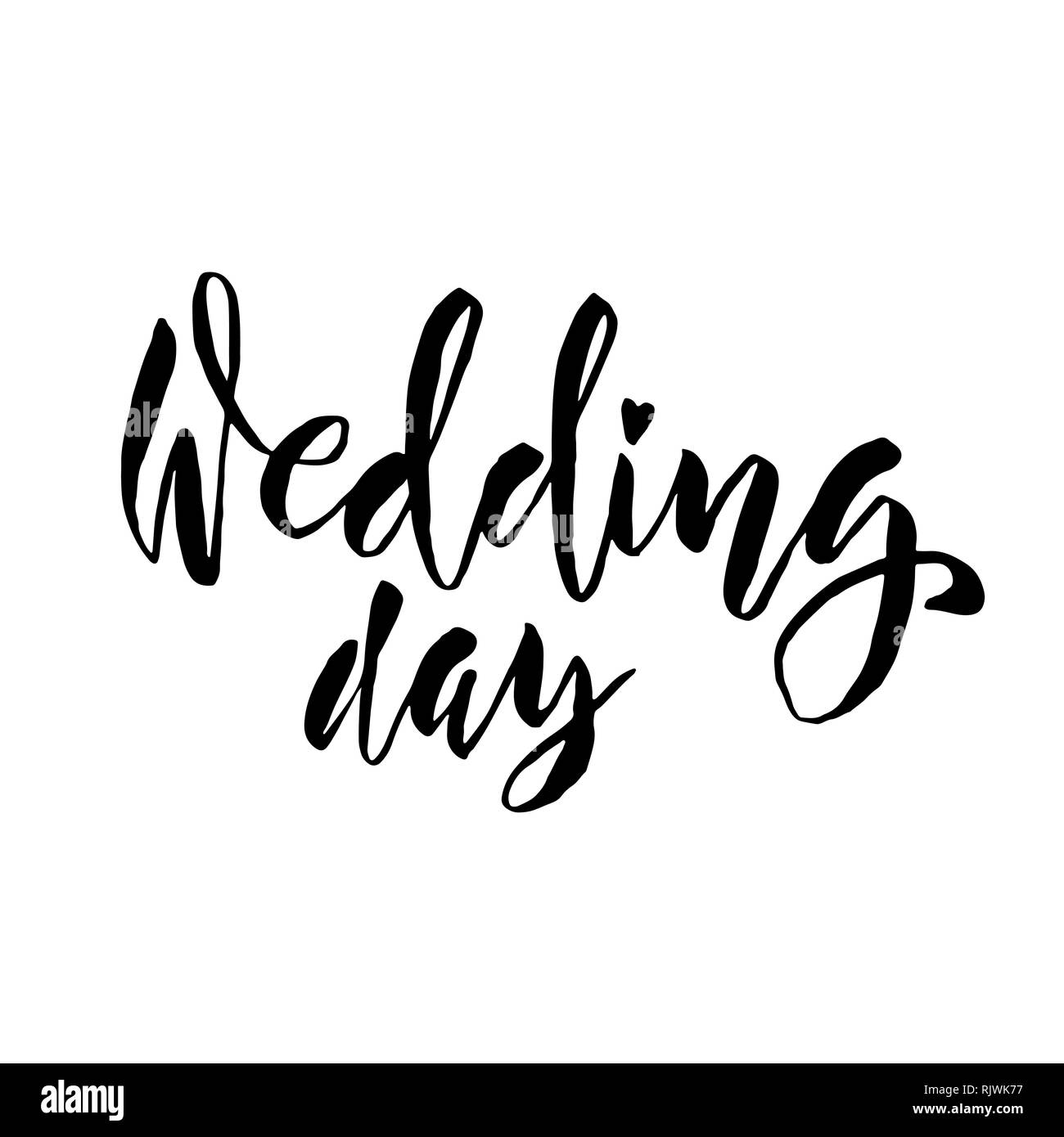 Wedding. Hand drawn modern brush lettering. Vector illustration Stock ...