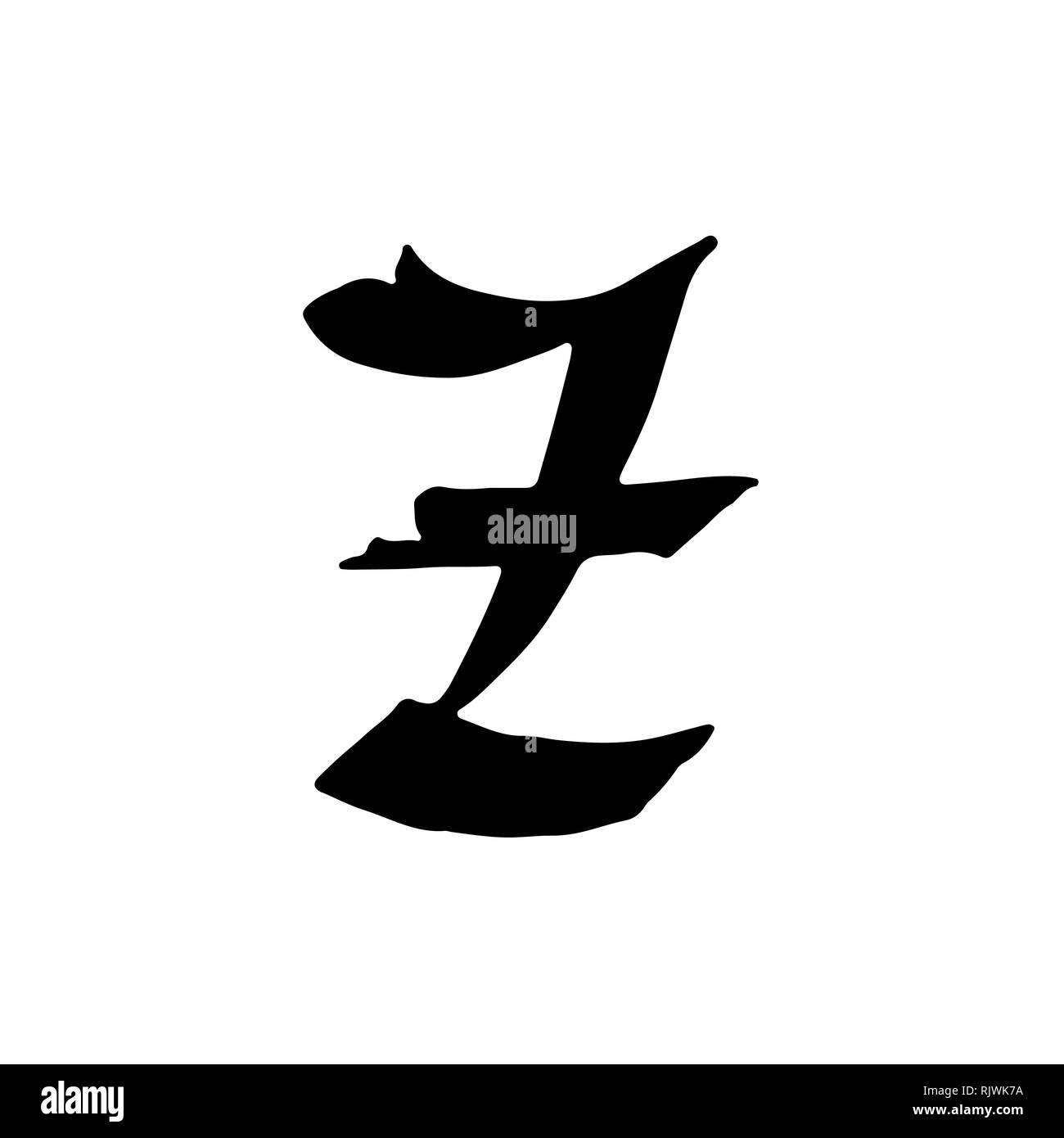 Letter Z. Unique old brush grunge lettering. Vector illustration Stock ...