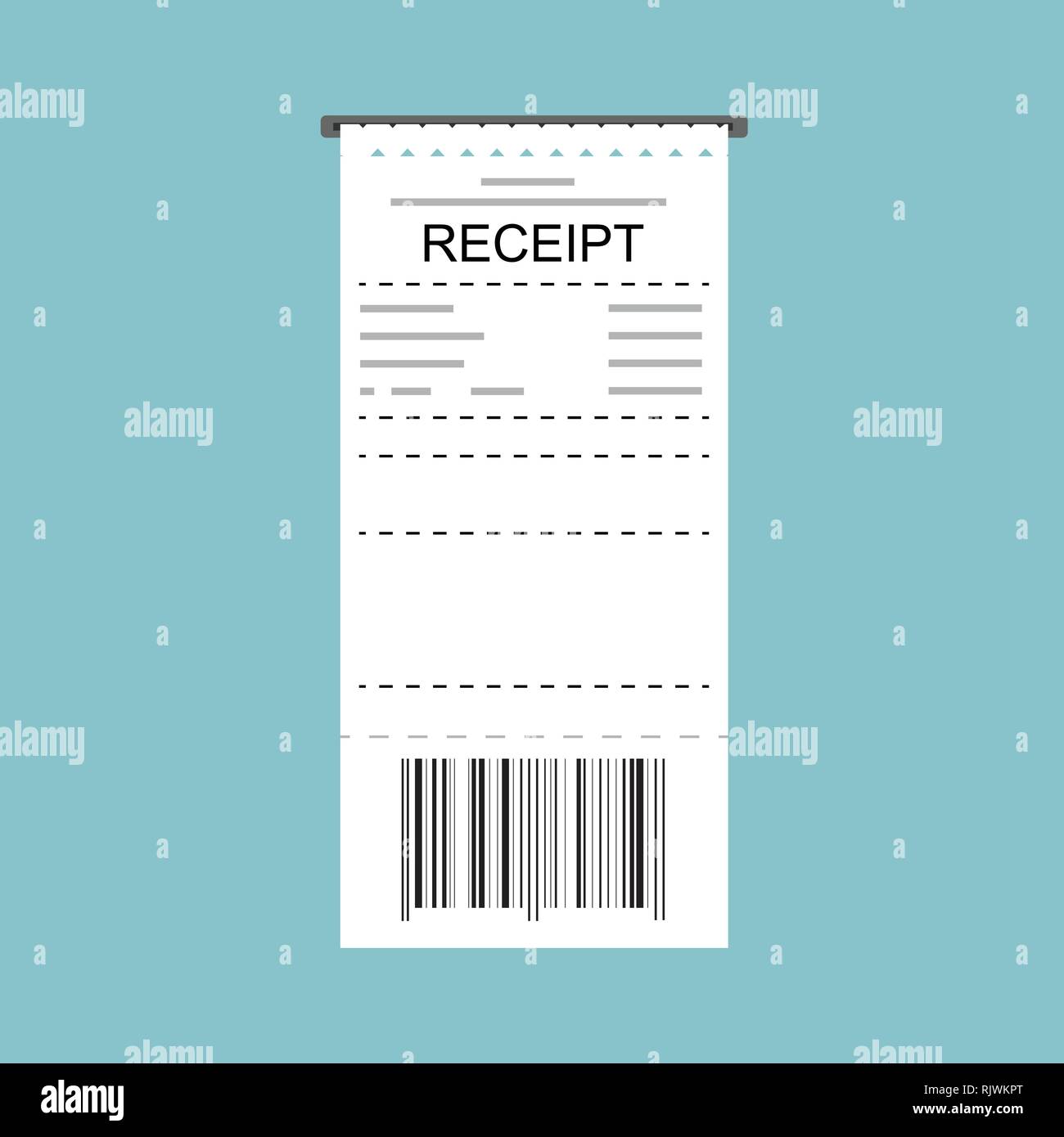 Vector icon sales printed receipt. Bill atm template, cafe or restaurant paper financial check ...