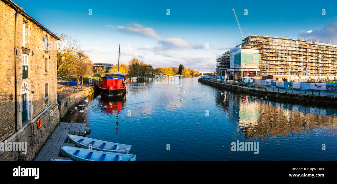 The River Nene in central Peterborough, Cambridgeshire, with a major ...