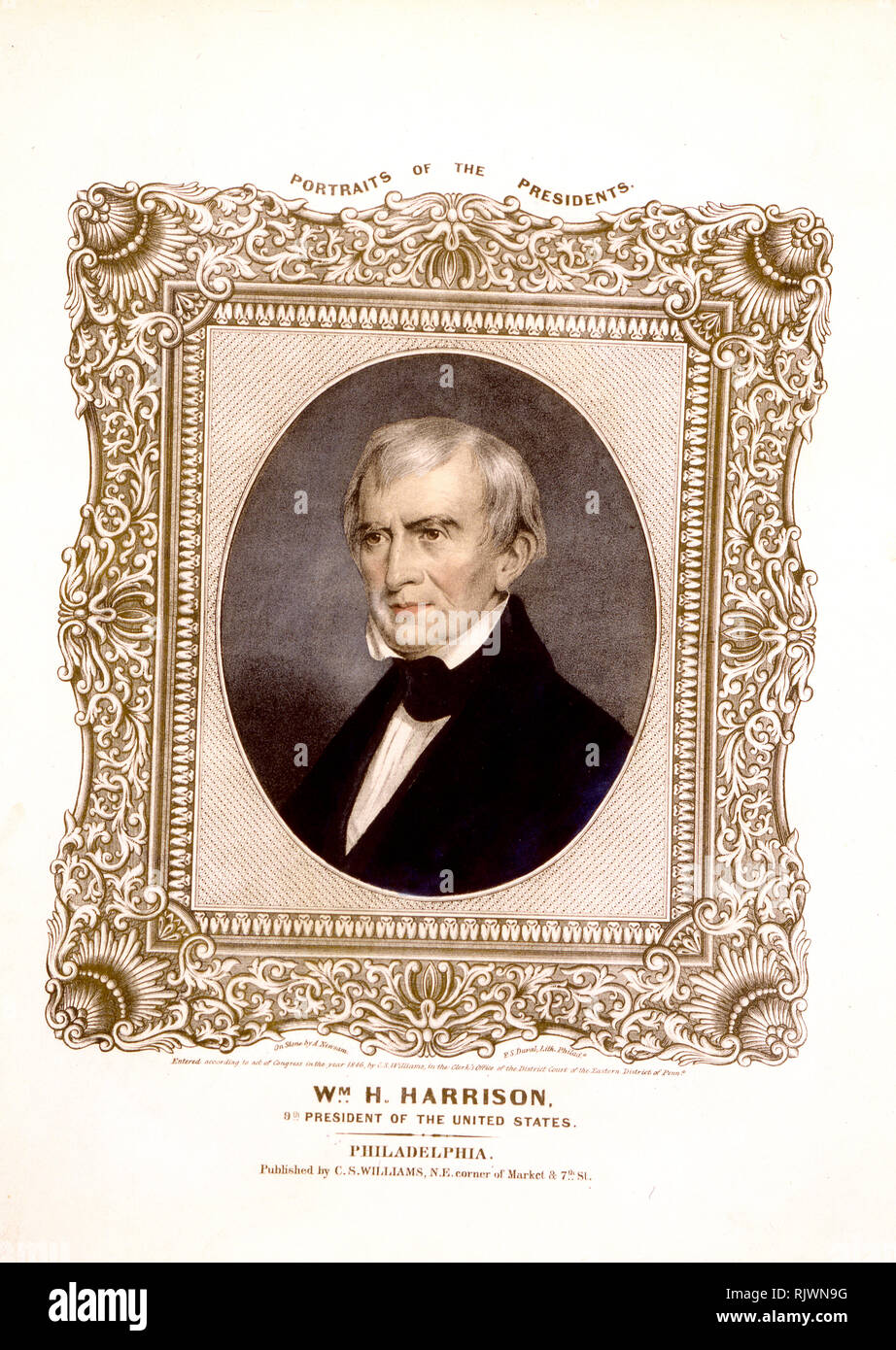 Print shows William Henry Harrison, head-and-shoulders portrait Stock ...