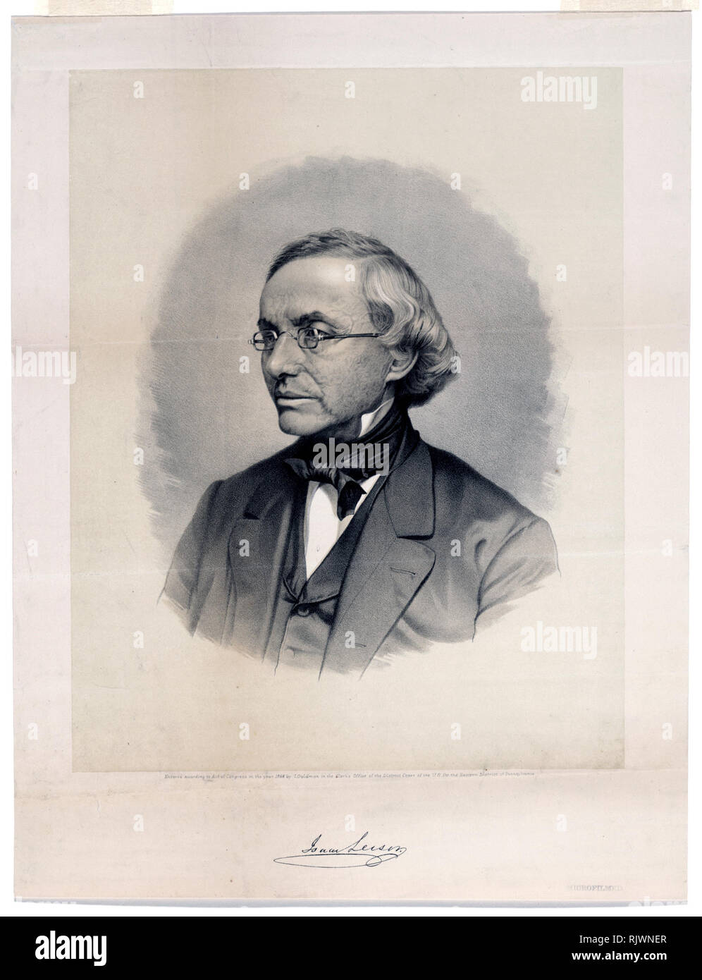 Rabbi Isaac Leeser (1806-1868), half-length portrait, left profile ...