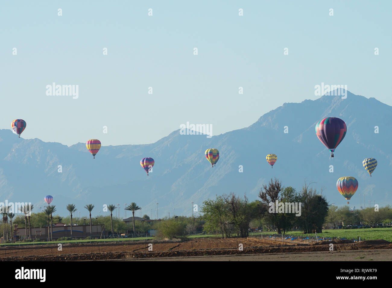 Hot air balloons rise in the sky in Phoenix, Arizona Stock Photo - Alamy