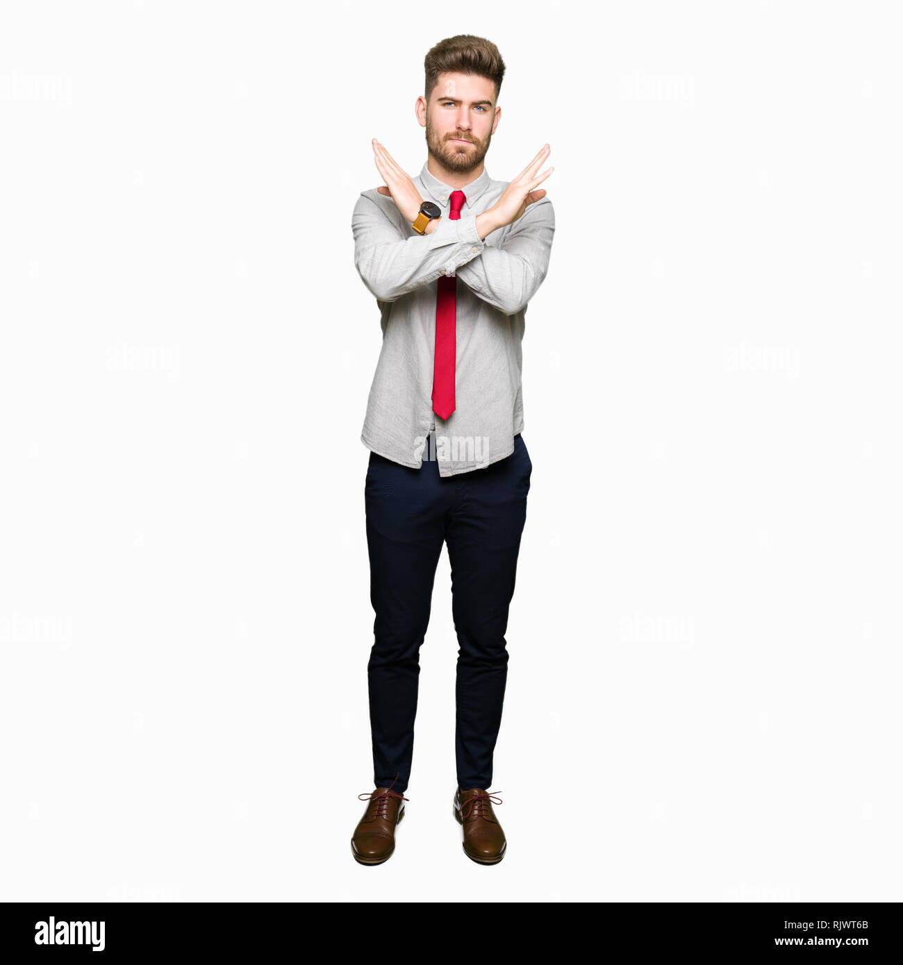 Man cross gesture no background Cut Out Stock Images & Pictures - Alamy