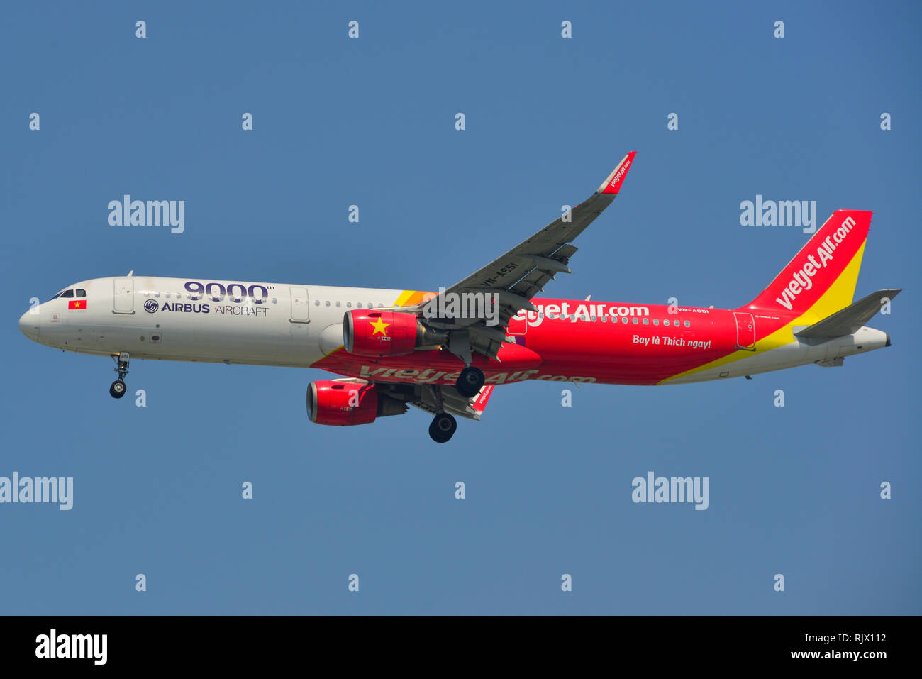 Saigon, Vietnam - Feb 1, 2019. An Airbus A321 airplane of Vietjet Air ...